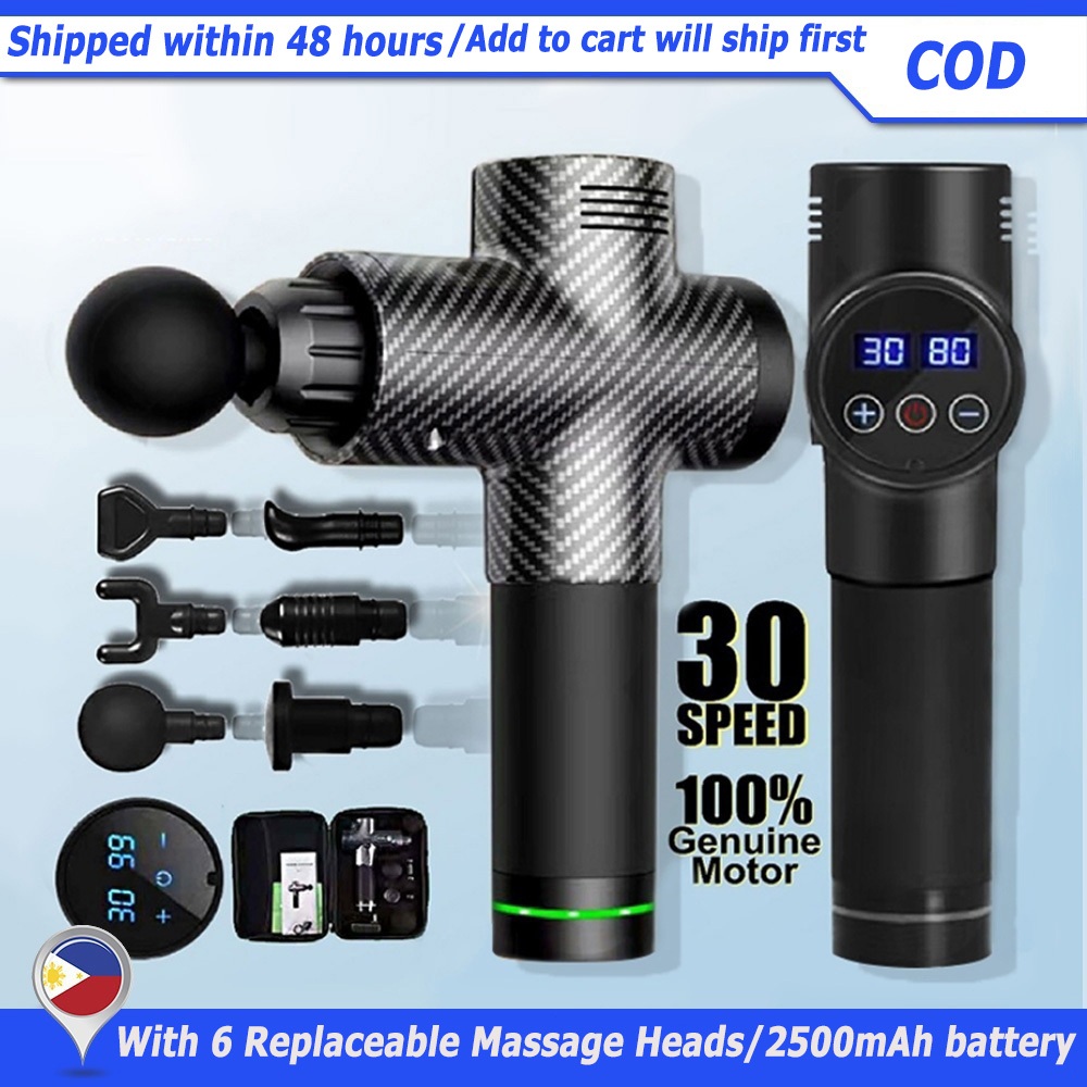 Massage Gun With 6 Replaceable Massage Heads Massage Machine Fascia Gun ...