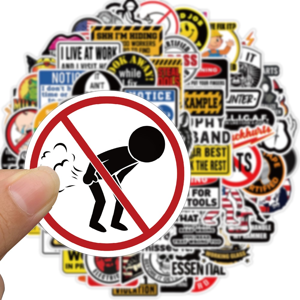 [Large Sticker]100pcs Safety Hat Stickers Safety First Slogan Warning ...
