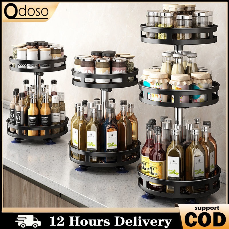 360° Kitchen Condiments Racks Organizer Rotating Adjustable Spice ...