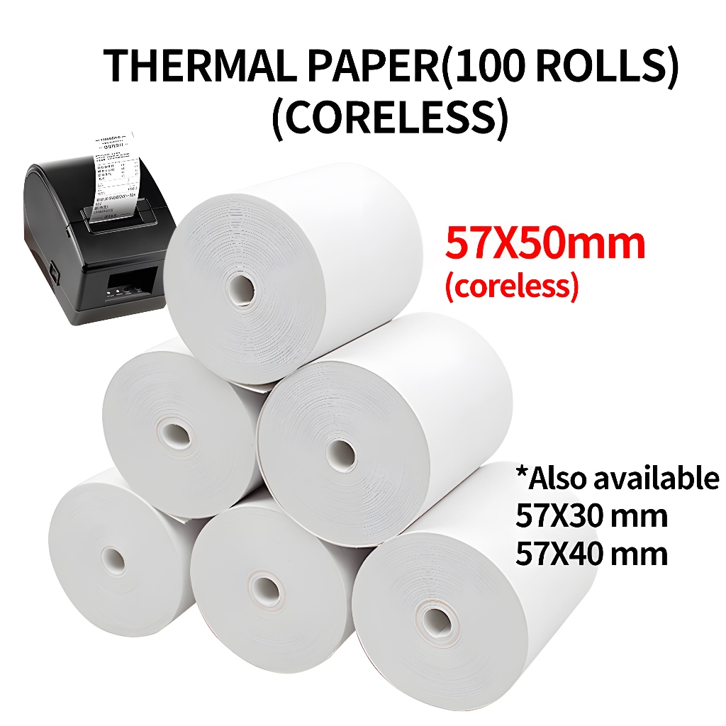100 rolls 57 x 50mm 57x40mm 57x30 foodpanda Thermal Paper Pos Receipt ...