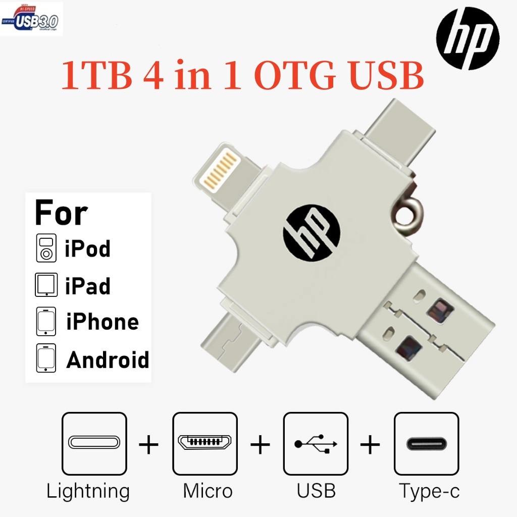 1TB OTG Flash Drive 4-in-1 Memory Stick OTG Pendrive Fast Speed USB 3.0 ...