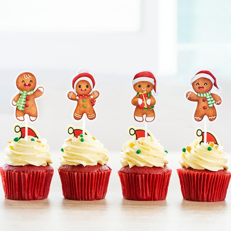 16pcs Gingerbread Man Cake Topper Different Expressions Christmas ...