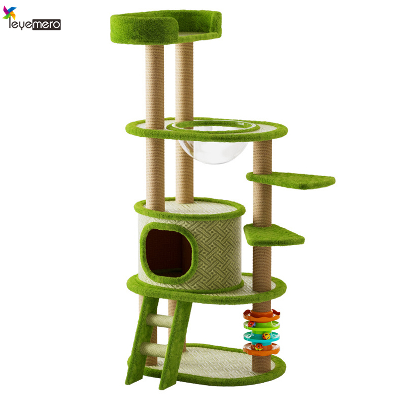 Rattan Mat Cat Tree Tower Summer Cool Cat Climbing Frame Large Cat ...