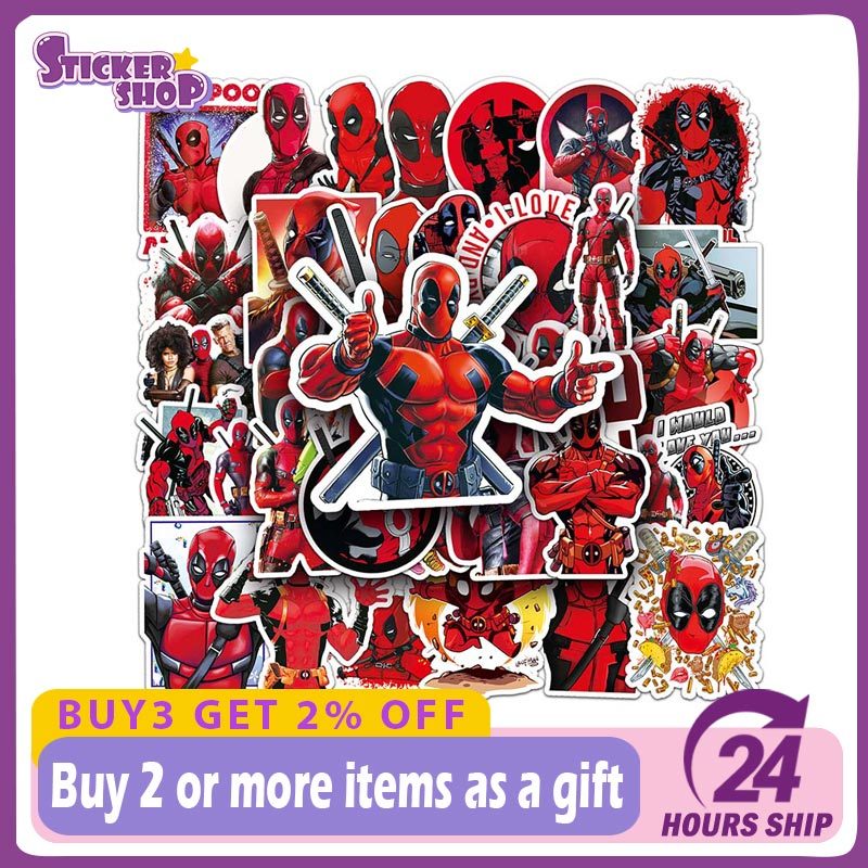 50PCS Marvel Deadpool Wolverine Stickers Movie Decals DIY Motorcycle ...