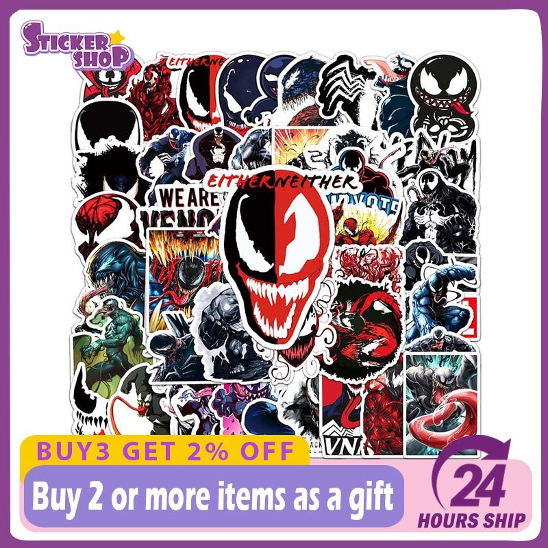 50PCS Marvel Venom Sticker Decorative Laptop Skateboard Luggage Car ...