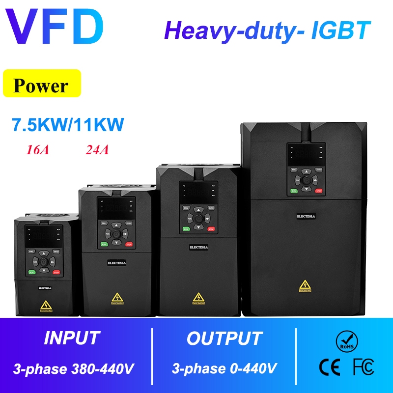 7.5KW 380v Heavy-duty vector VFD 10hp 15hp RS485 Relay IGBT Frequency ...