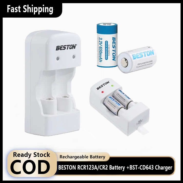Beston CR2/RCR123A battery charging adapter 3.6V rechargeable lithium ...