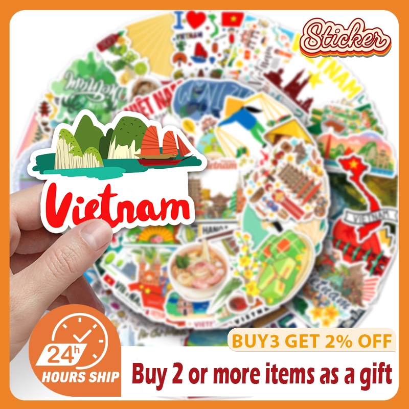 50pcs Vietnam Stickers Hanoi Ho Chi Minh City Graffiti Outdoor Scenery ...