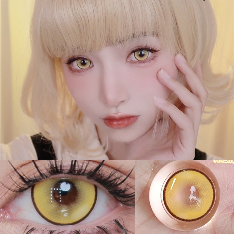 [COD] 1pair Cosplay Colored Contact Lenses Yellow Pupil Softlens ...