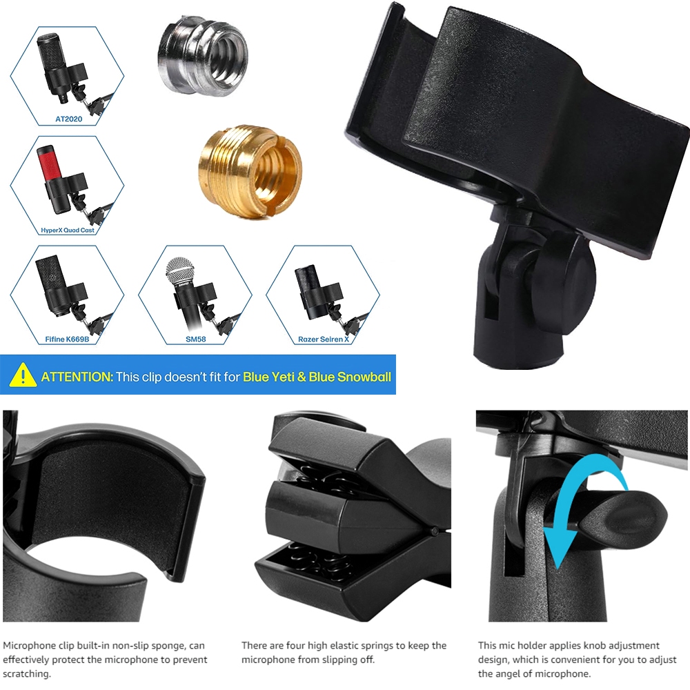 Microphone Clip, Mic Holder for Microphones with Outer Diameter Between ...