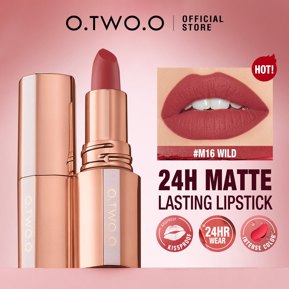 O.TWO.O Matte Lipstick Kissproof Lock Color Silky 24 Hour Long-Lasting ...
