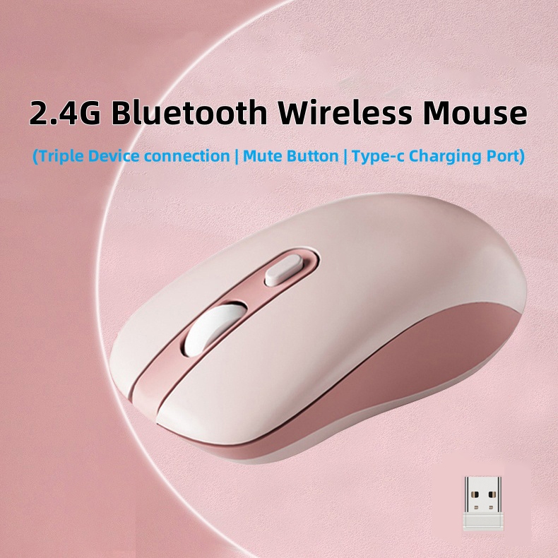 2.4G Bluetooth Mouse Wireless Mouse Rechargeable Ergonomic Slim ...