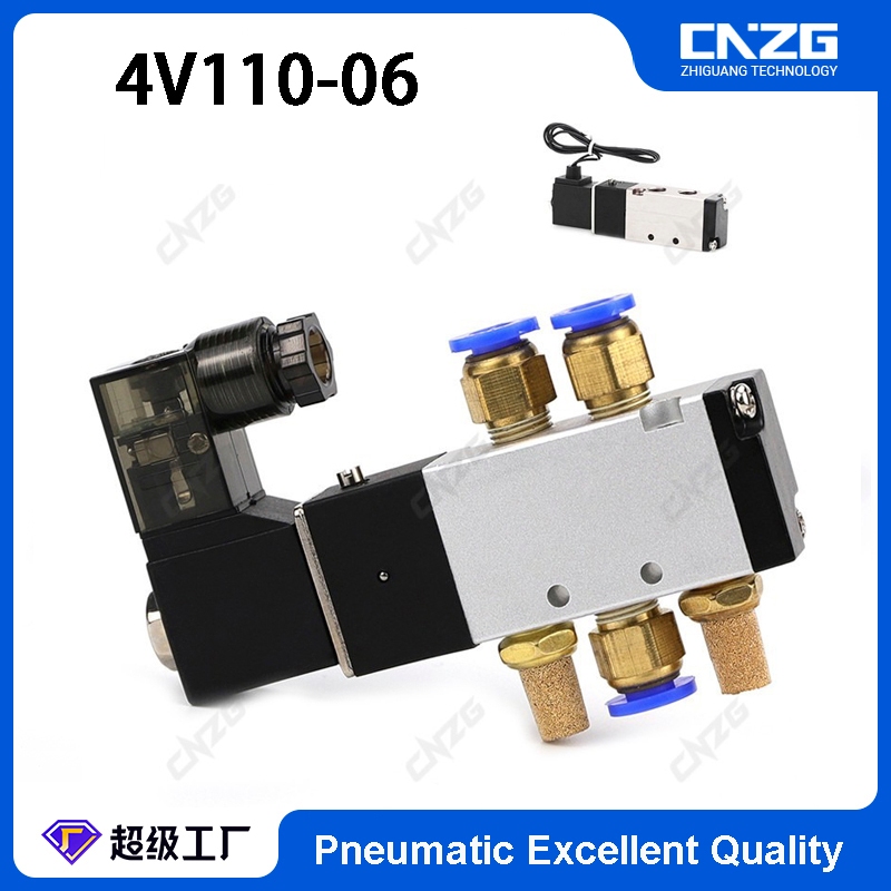 4V110-06 Air solenoid pneumatic Valve 5 Way Port 2 Position Gas Pneumatic 12V 24V 220V Coil Volt ...