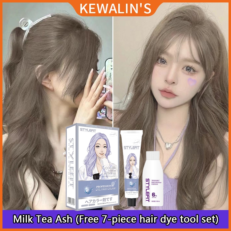 STYLEFIT Hair color Milk tea ash+ash brown no bleaching required 100ml ...