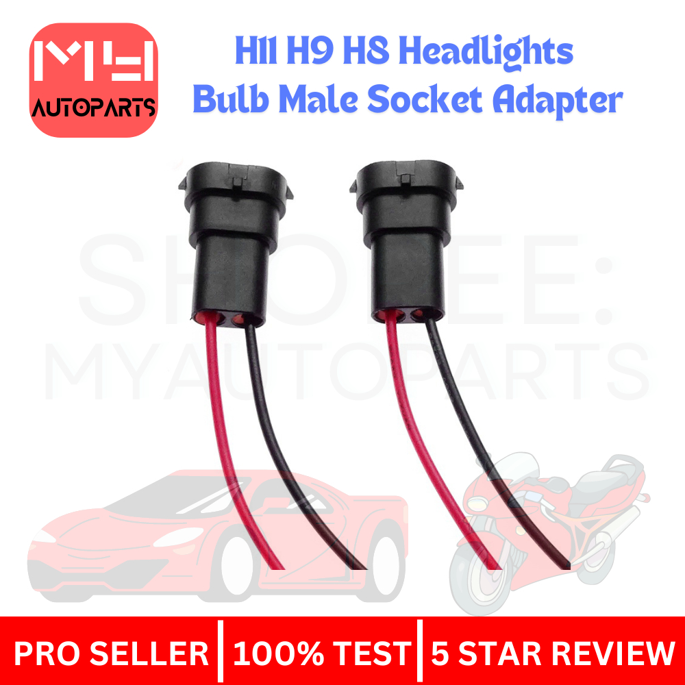 2pcs H8 H9 H11 Male Socket Adapter Connector Cable Plug for LED HID ...