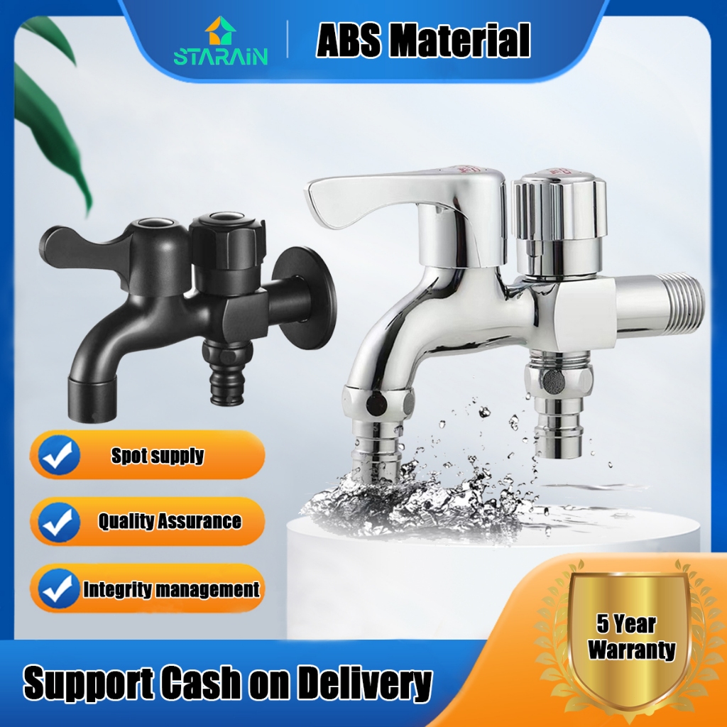 ABS Stainless Steel Two Way Faucet Valve 1 in 2 out Head Dual Function ...