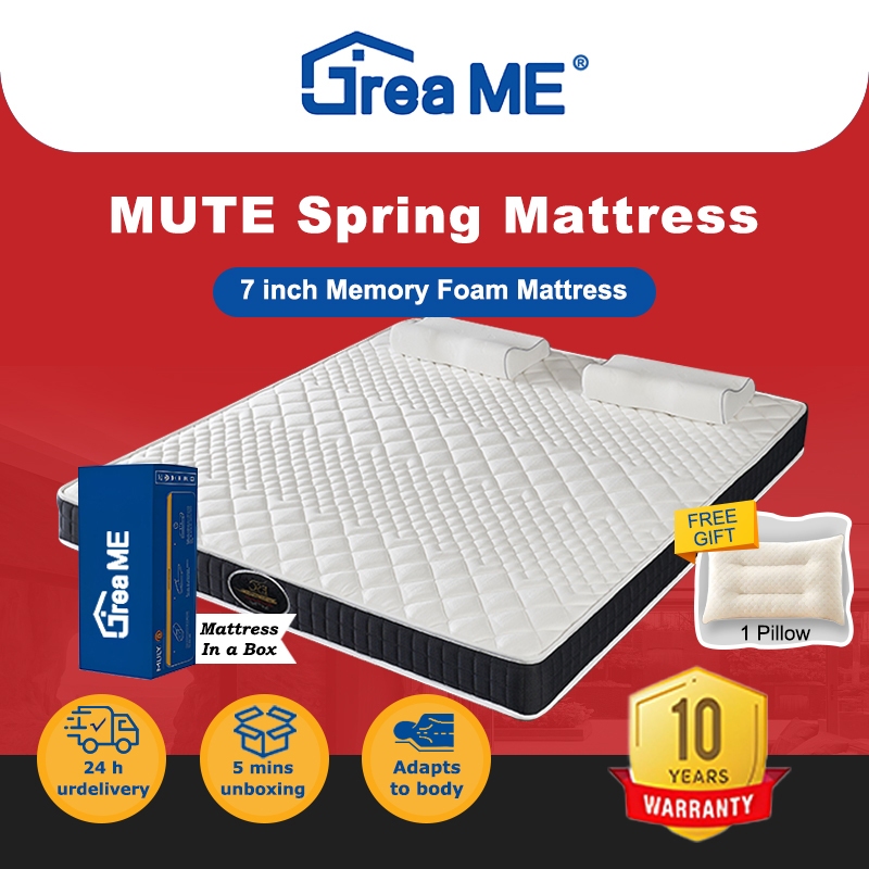 Dreame 7 Inch Memory Foam Mattress Ergonomic Mute Zero Pressure Spring ...