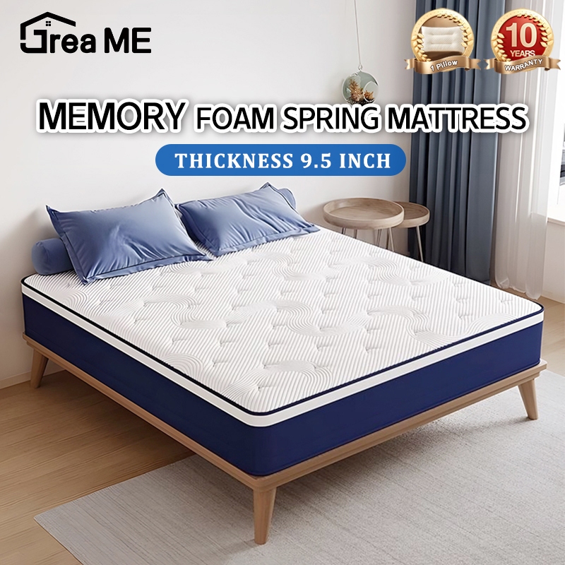 Dreame 9.5 Inch Blue Foam Spring Mattress Medium Hardness Ridge ...