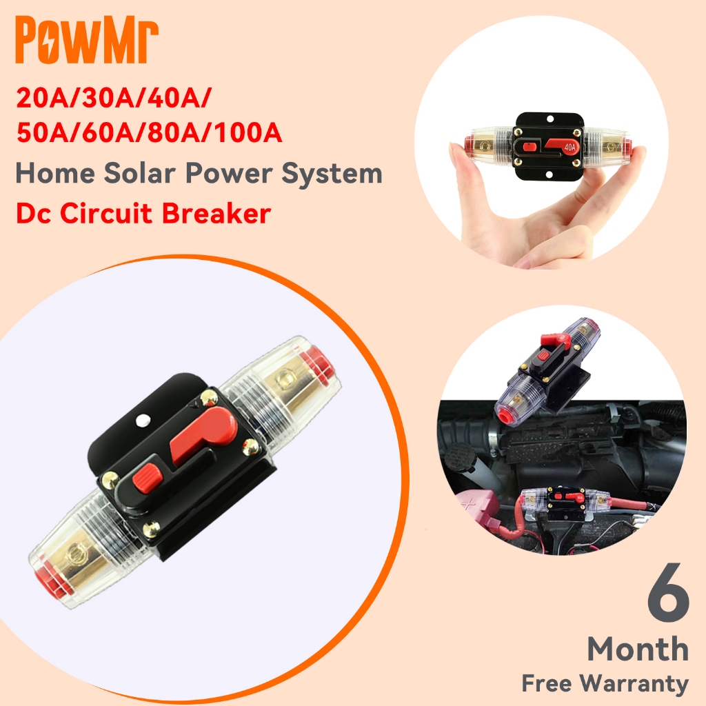 Powmr 20a/30a/40a/50a/60a/80a/100a Dc Circuit Breakers For 12v/24v Home ...
