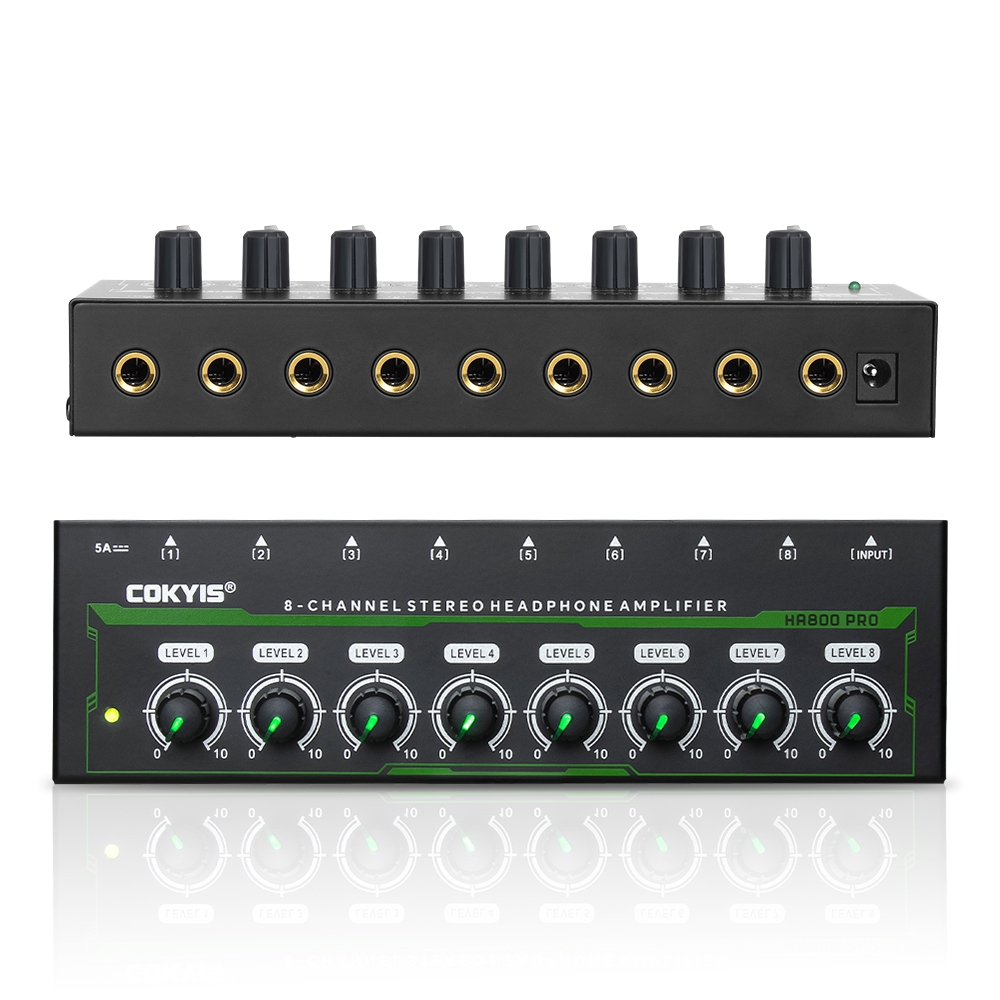 HA800 PRO 8 Channel Mini Headphone Amplifier RGB Ultra Compact Stereo ...