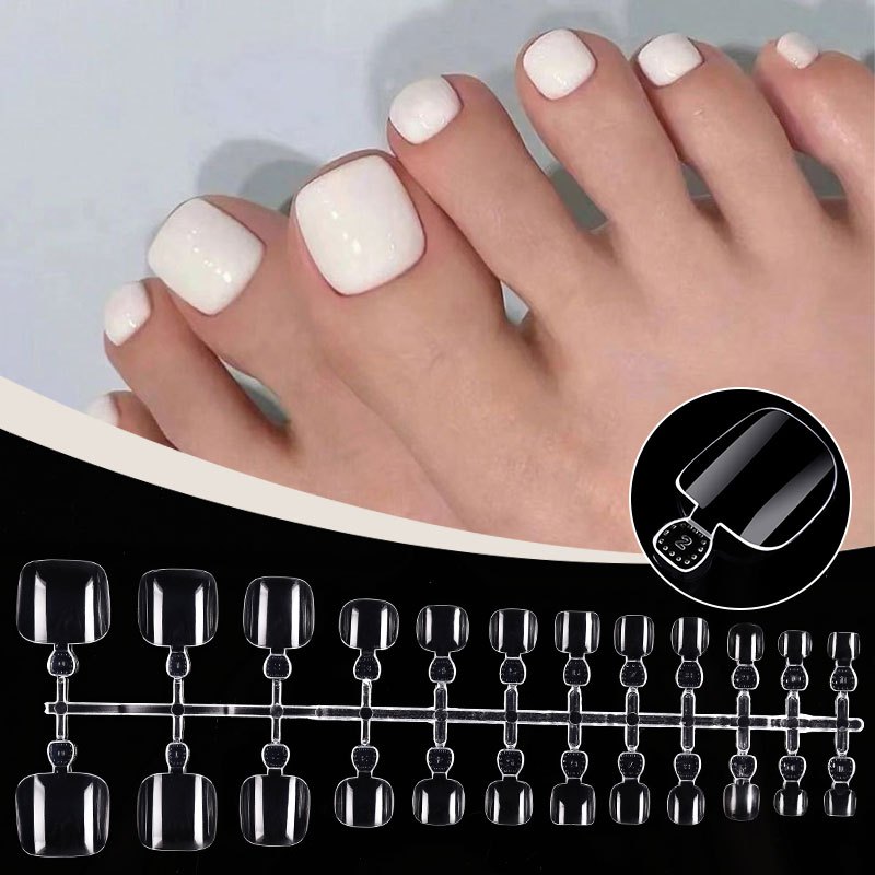 LILYCUTE False Toe Nails Full Cover Natural White Clear Press On Fake ...