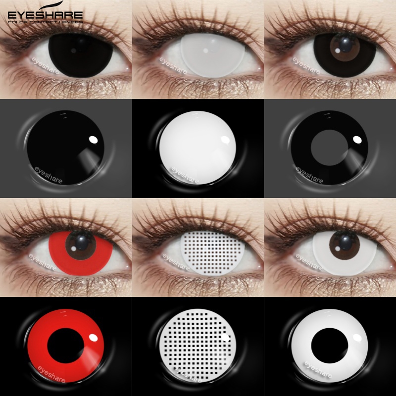 Eyeshare 1 Pair Halloween Contact Lens 14.5mm Blind Eye Anime Yearly ...