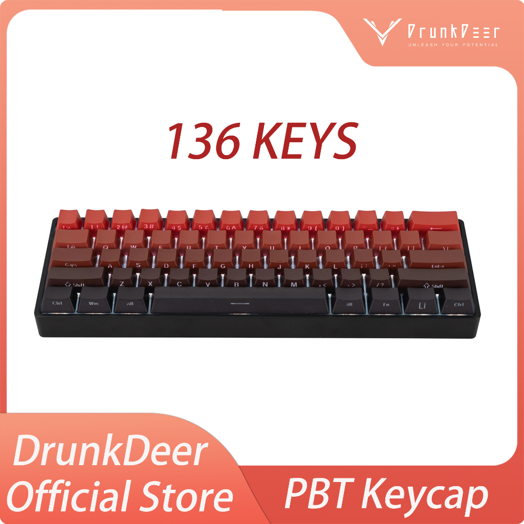 DrunkDeer Red Gradient Side Printed PBT Keycap Set - OEM 136 Keys for ...
