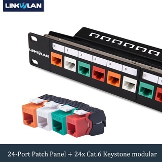 Linkwylan Patch Panel Set 19" 24-Port Modular Patch Panel Cat 5e Cat6 ...