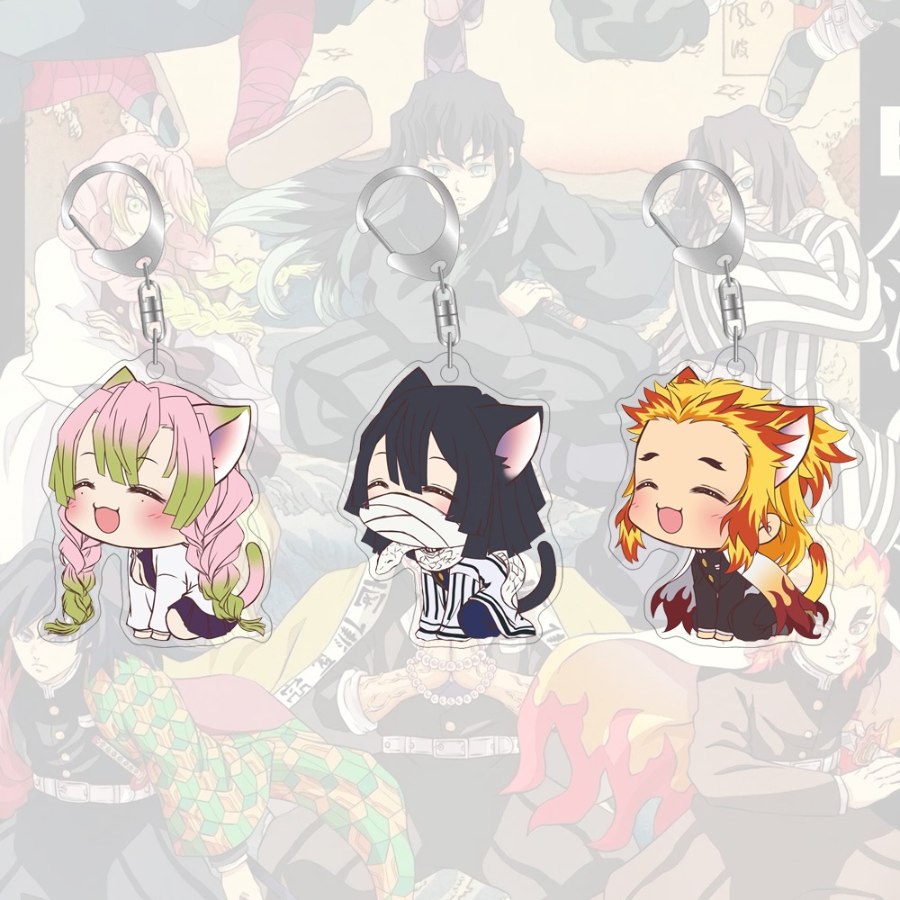 55mm Keychain Demon Slayer Cartoon Q Edition Game Acrylic Bag ...