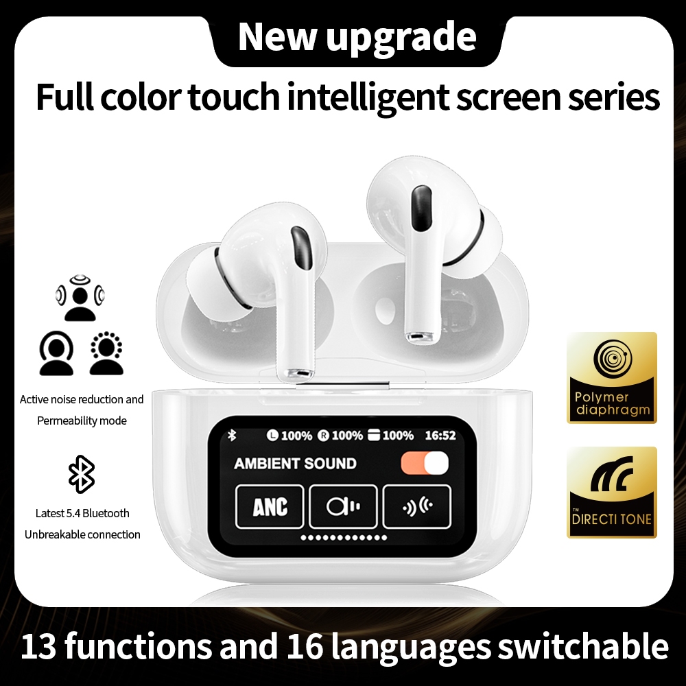 A9 PRO Bluetooth Headset New Style TWS Touch Screen ANC Noise ...