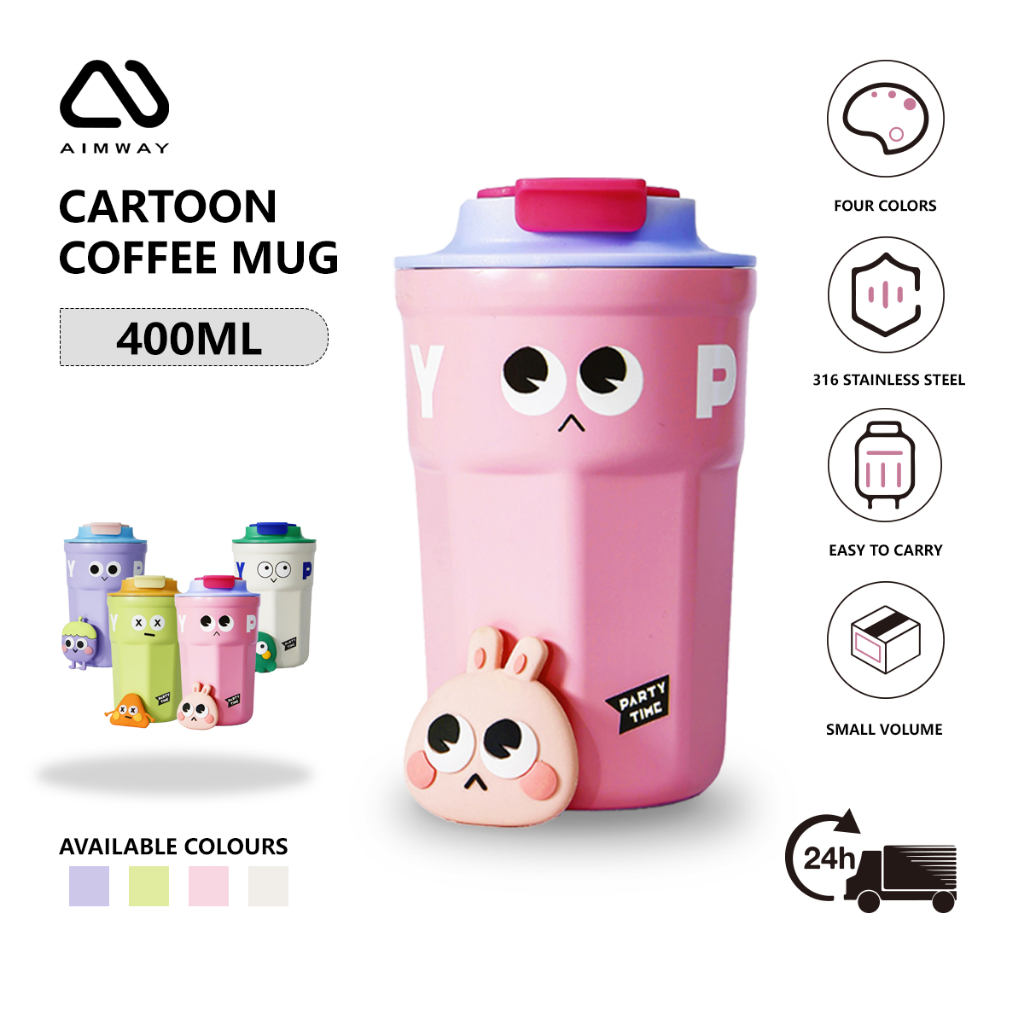 Aimway Funny Time Coffee Cup Cute & Colorful Travel Mug with Fun ...