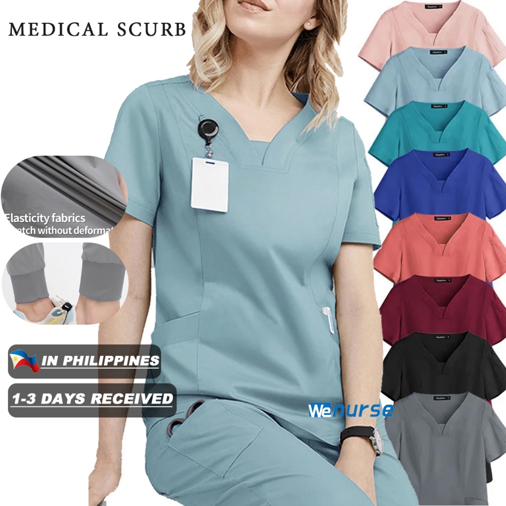 【🇵🇭Malina Ready Stock】Medical Scrub Suit Scrubs Set Nurse Dental ...