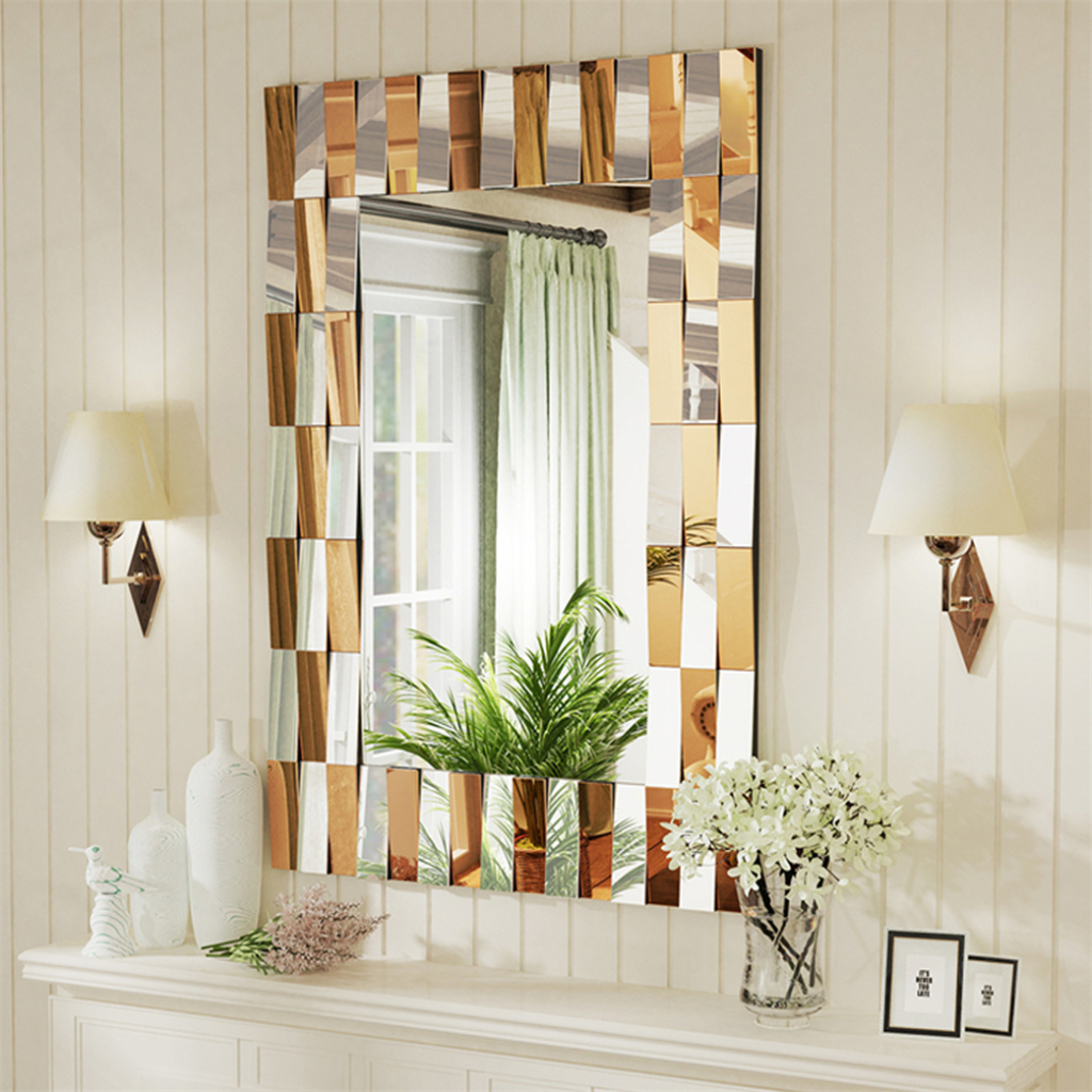 Large Rectangular Wall Mirror Bevelled Decorative 3D Mirrored Glass ...