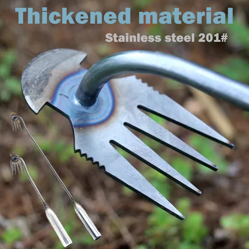 Grass digging rake weeding tool 4 teeth extended thickened design ...