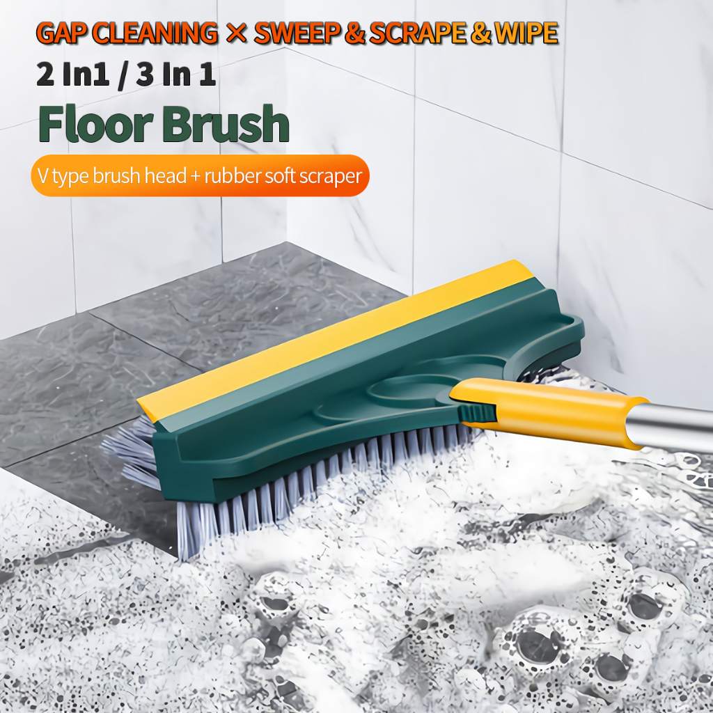 3 in 1 Rotating Floor Cleaning Brush with Detachable V-Bristles, Scrape ...