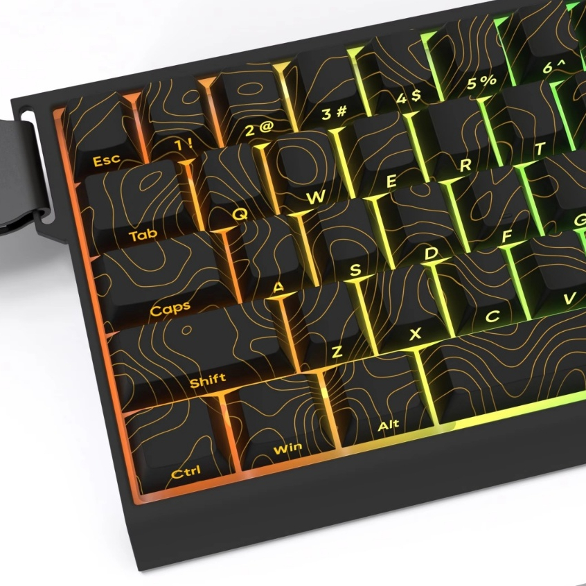 WOMIER 136 Keys Black Golden Line Side-printed Keycaps Dye-Sublimation ...