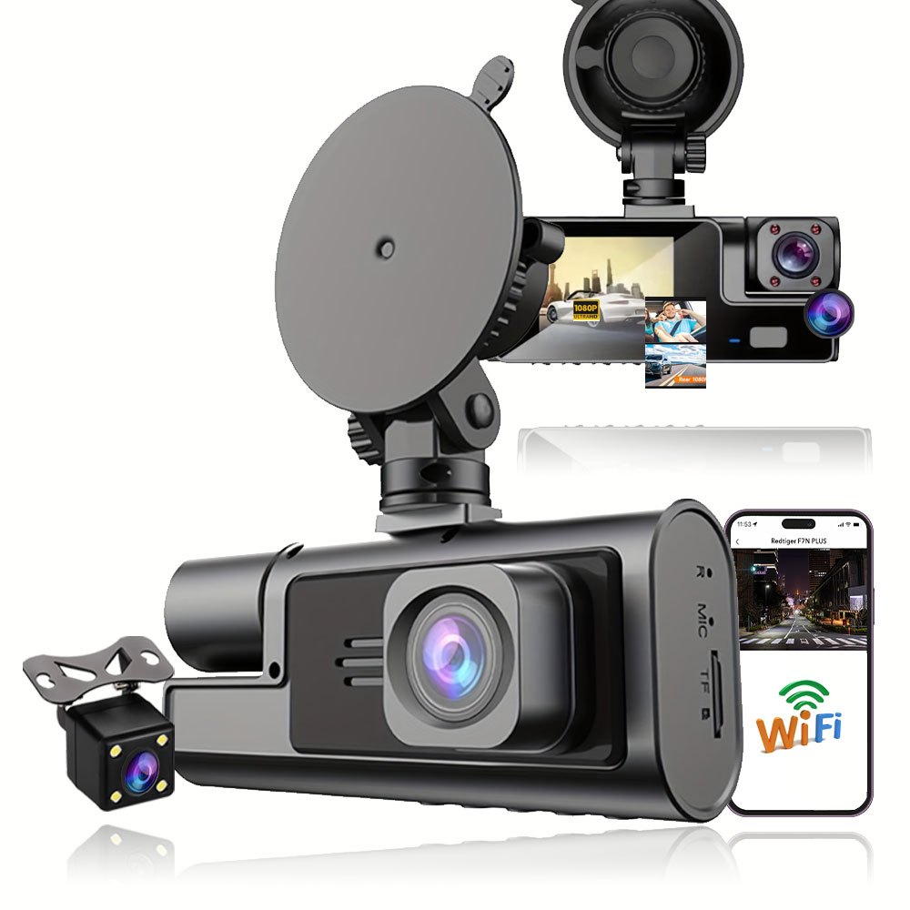 3 camera Car Camera wifi 3 Ways dash cam App control FHD 1080P Asawin 2 ...