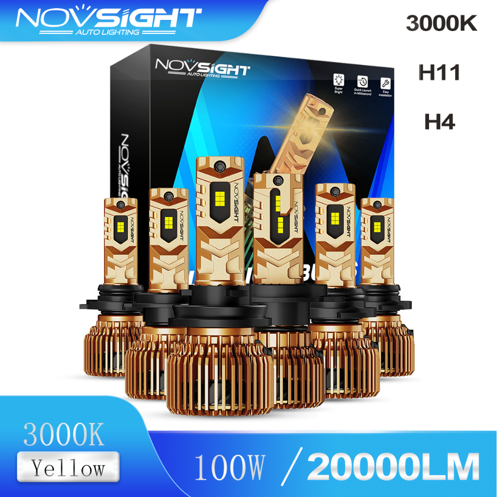 Novsight N75Y H11 H4 Car LED Headlight Car Light Bulb 20000LM ...