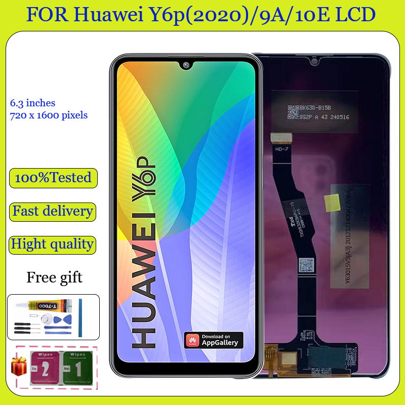 Original For Huawei Y6P Honour 9A Play 9A Enjoy 10e MED-LX9 LCD Touch Screen Replacement With ...