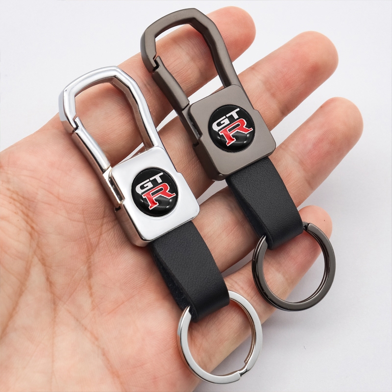 GTR car keychain metal leather key ring pendant suitable for Nissan GTR ...