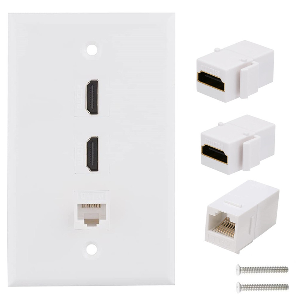 3-Port HDMI RJ45 Wall Plate Composite Jack Outlet Socket Panel, Dual ...