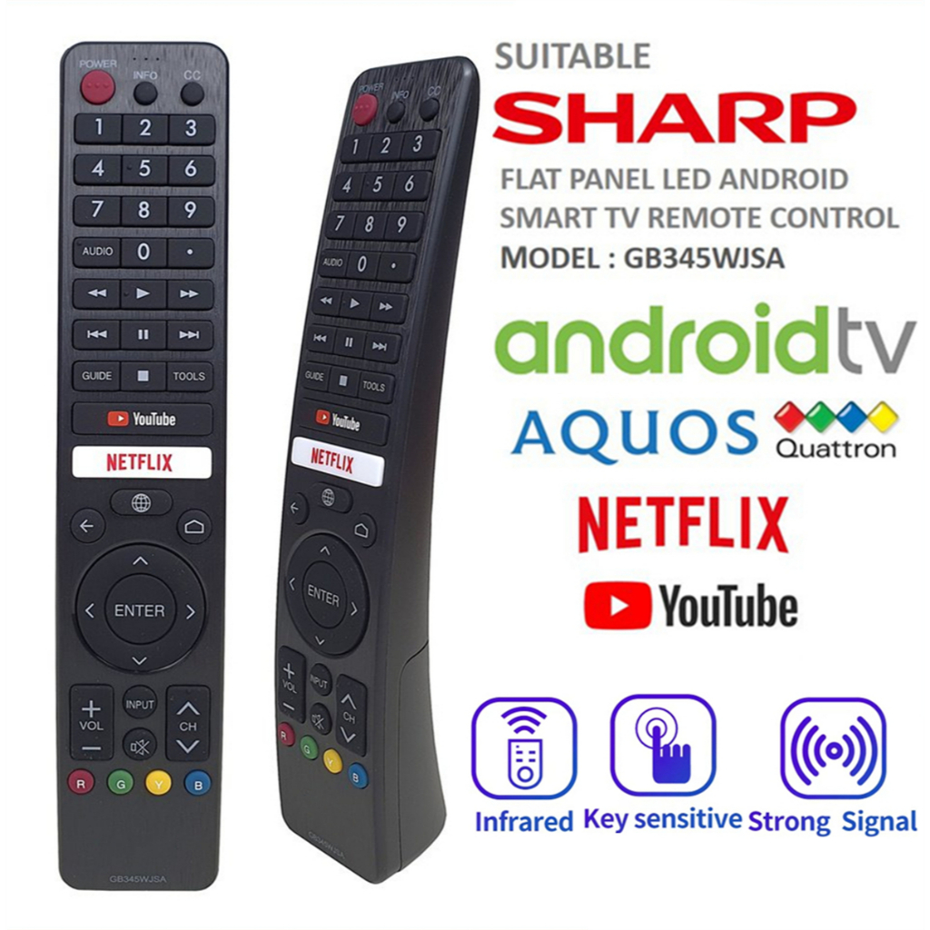 GB345WJSA Controllers For Sharp Smart TV Remote Control With Netflix ...