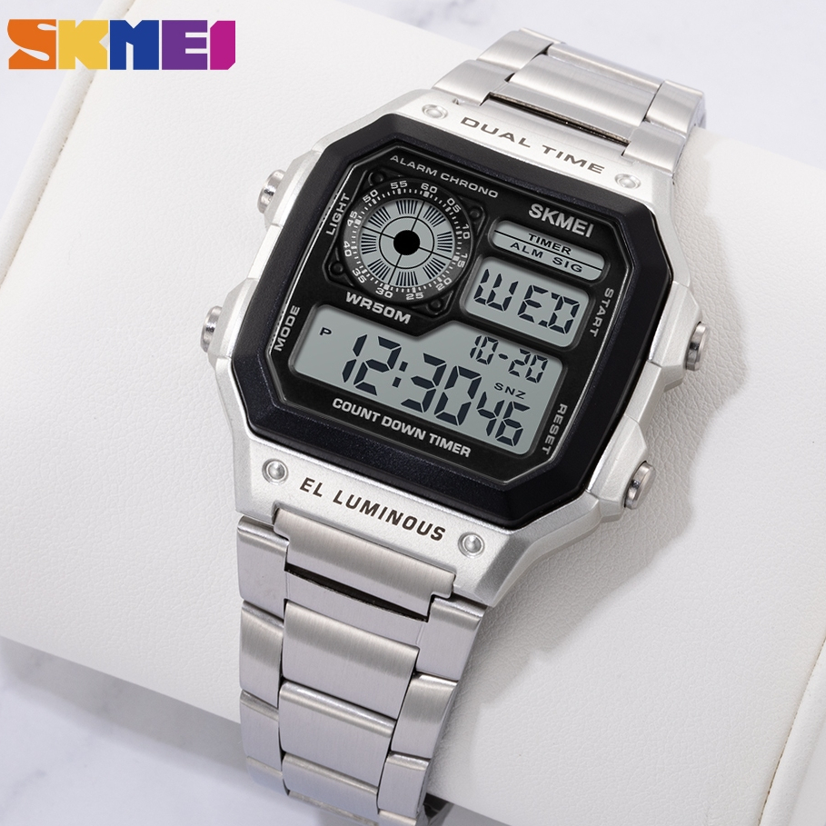 SKMEI Watch for Men Military Sport Stainless Steel Led Digital ...