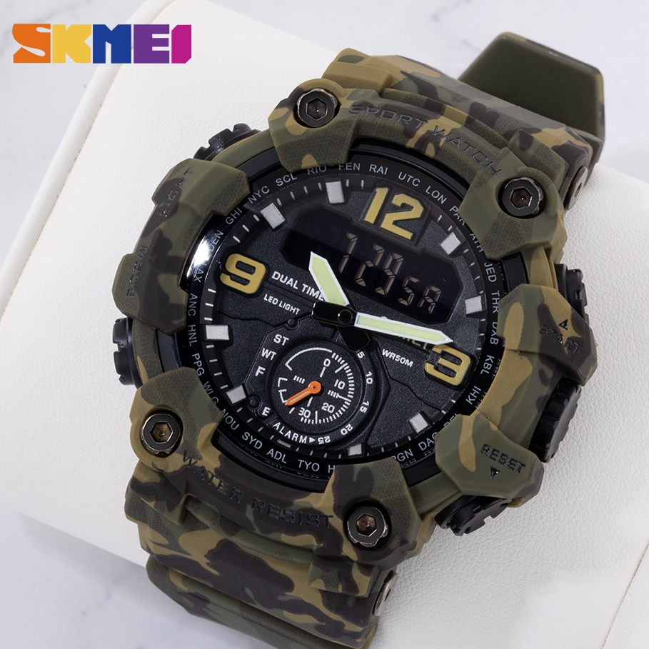 SKMEI Watch for Men Sports Shock Watch 3 Time Date Week Dual Display ...
