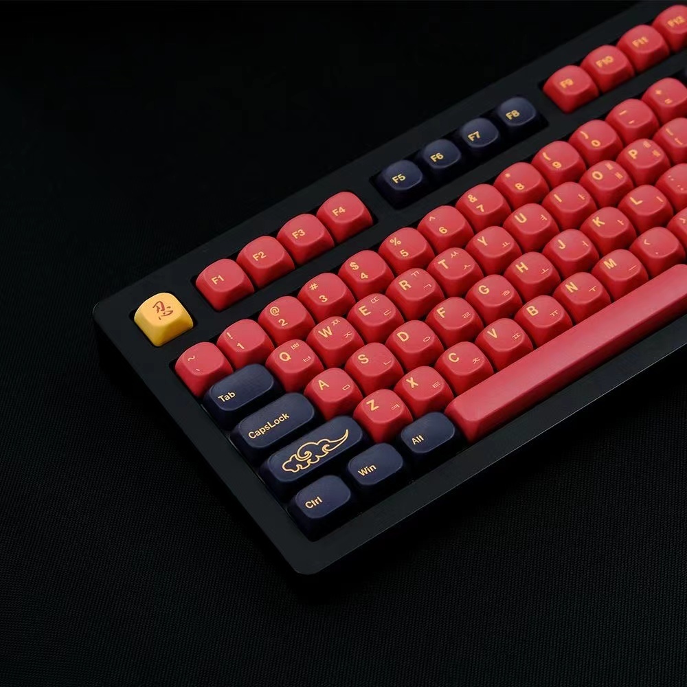 131Keys Red Samurai Keycaps KOA Profile PBT Dye Sublimation Similar MOA ...