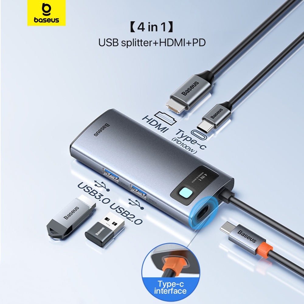 Baseus Metal Gleam 4-in-1 Multifunctional Type-C HUB Docking Station ...