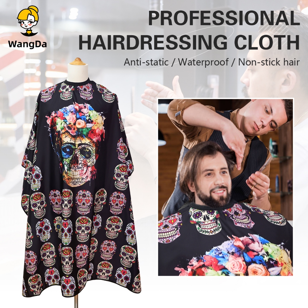 Color Skull Printed Haircut Cloth Anti-Static Anti-Shattering Hair ...