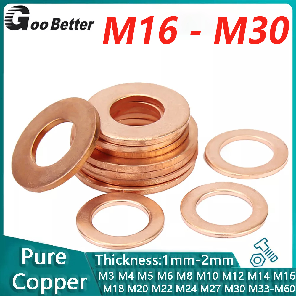 Copper Sealing Washers Metric-M16-M60 Metal Flat Gasket Extra Large ...