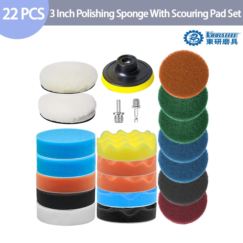 22 Piece 3 Inch Polishing Pad Scouring Pad Wool Buffing Pads for Drill ...