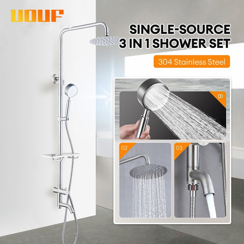 304 Stainless Single Source Shower Set for Bathroom with Faucet 3 way ...